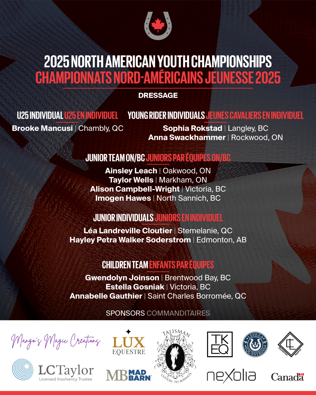 Championnats nord-américains jeunesse 2025 - Equestrian Canada